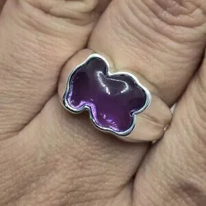 Tous | Jewelry | Tous Silver And Amethyst Bear Signet Ring Bold Motif ...